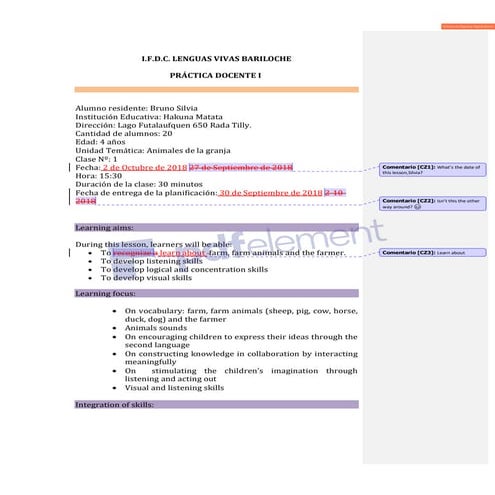 Microsoft word 07. pd i - bruno silvia lesson plan 1 - revise (2) | PDF