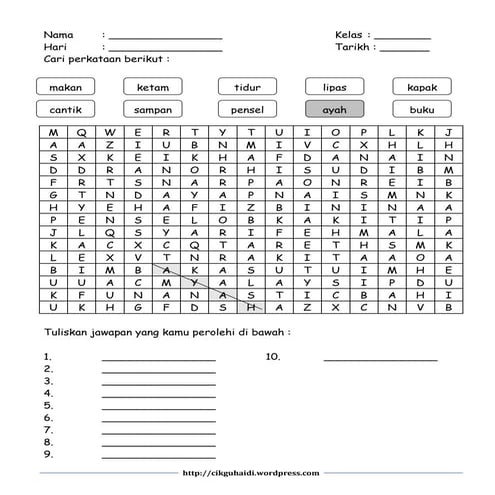 Microsoft word cariperkataantersembunyi | PDF