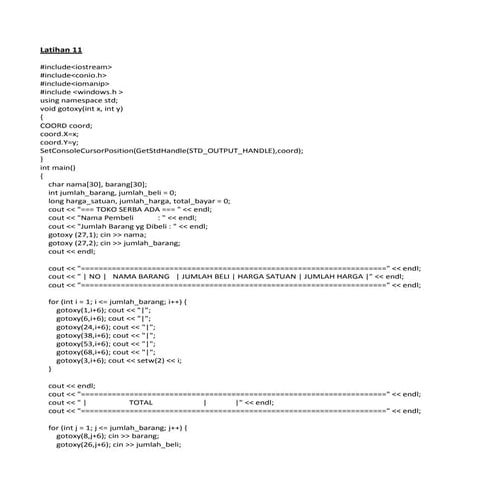 Latihan C++ menggunakan setConsoleCursorPosition | PDF