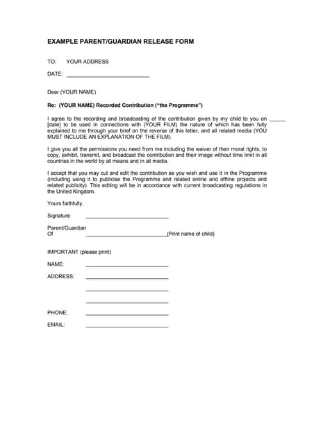 Materials release form (IT CAME FROM THE MIST) | PDF | Law