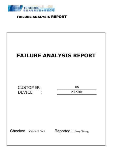 Failure Analysis Report By Failure Analysis Engineers | PPT