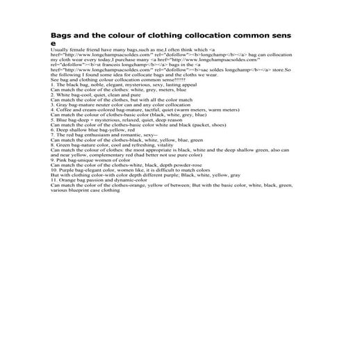 Bags and the colour of clothing collocation common sense | DOC