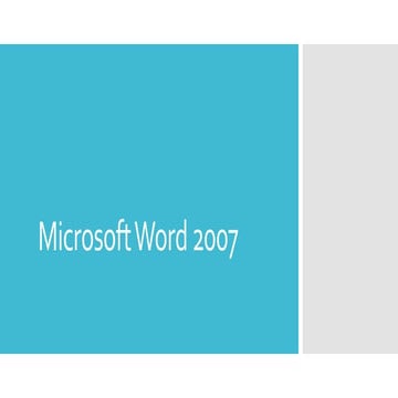 Microsoft word 2007 | PPT