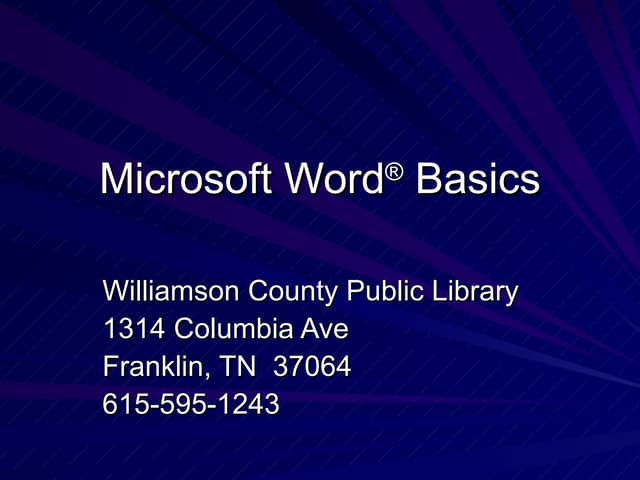 Word Lesson 1: Word Basics | PPTX