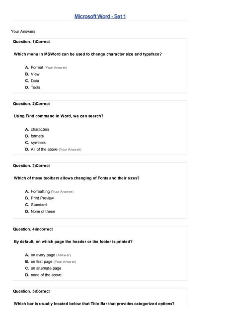 WordPad MCQ Questions and Answers Basic Objective | PDF