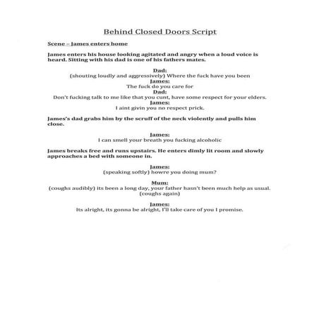 Behind Closed Doors Script with the shots | PDF