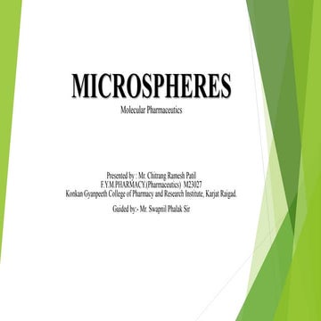 Microspheres in molecular pharmaceutics | PPTX