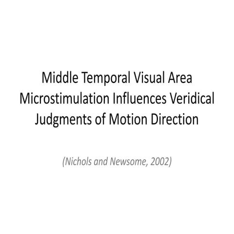 MT Microstimulation and Veridical Judgment of Motion Direction | PPT