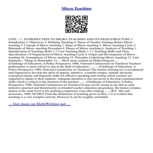 Micro Teaching | PDF