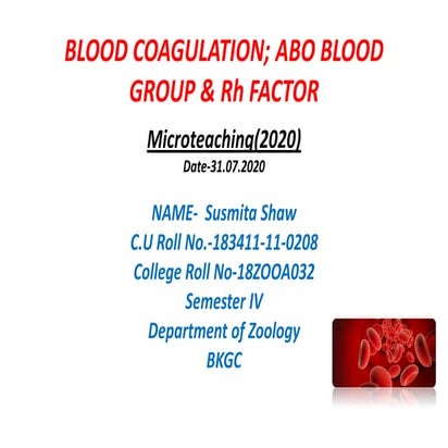 Blood Coagulation , ABO blood group & Rh factor | PDF