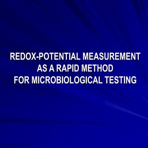 Redox-potential measurement as a rapid method for microbiological ...