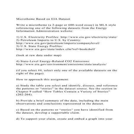 Microtheme on U.S. State Energy Profiles Data | PDF