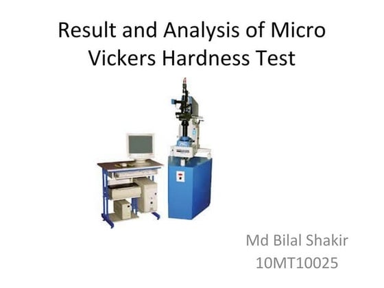 Vicker hardness test | PPTX | Physics | Science