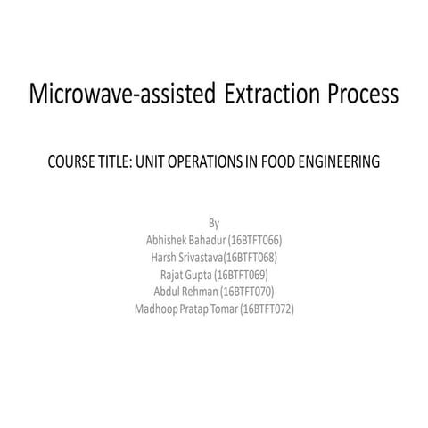 Microwave Assisted Extraction An Advanced Extraction Technique Pdf