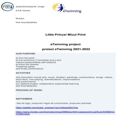 Micul print proiect e twinning 2021 | PDF