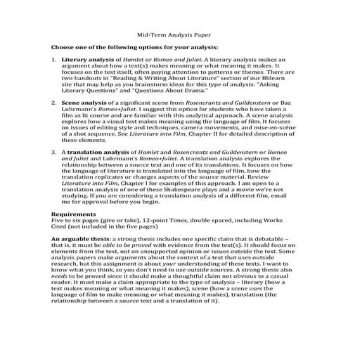 Eng 345 Mid-Term Analysis Paper | PDF