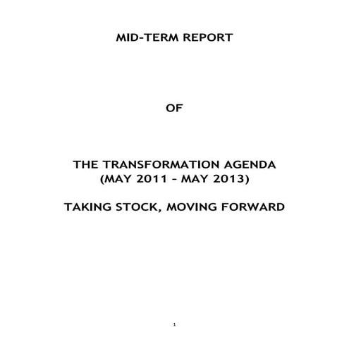 The Complete Mid-term Report of the Transformation Agenda | PDF