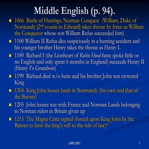 The Middel English | PPT