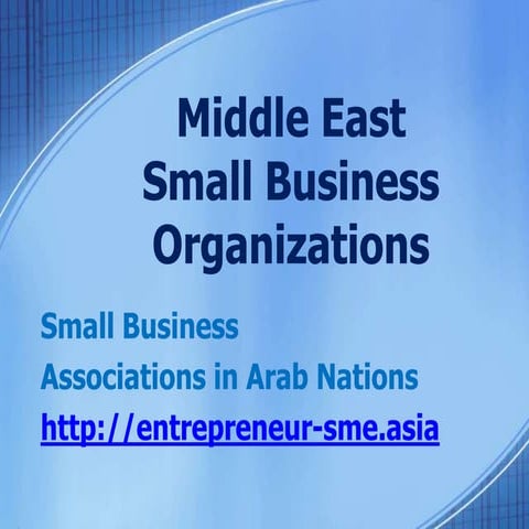 Middle East Small Business Organizations | PPT