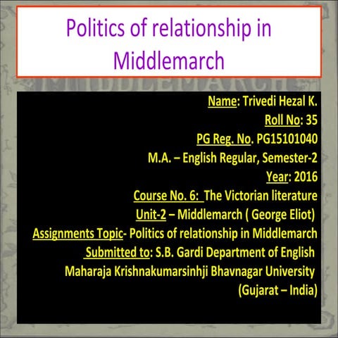 Politics of relationship in Middlemarch | PPT