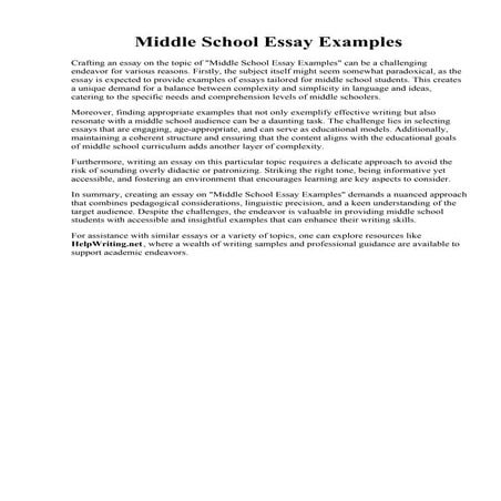Middle School Essay Examples | PDF