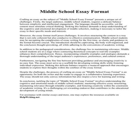 Middle School Essay Format. Butte College | PDF