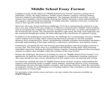 Middle School Essay Format.pdfMiddle School Essay Format | PDF