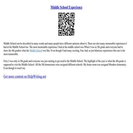Middle School Experience | PDF
