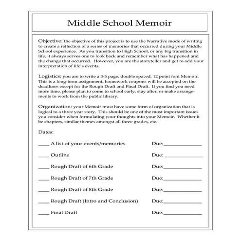 Middle school memoir | PDF