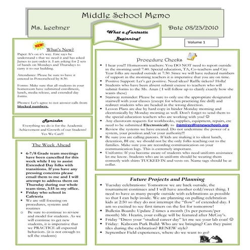 Middle school memo vol 1 | DOCX