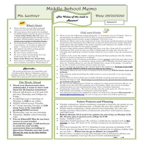 Middle school memo vol 5 | DOCX