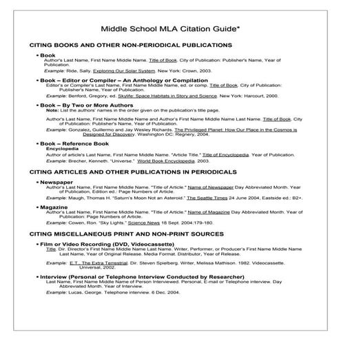 Middle school mla | PDF