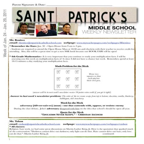 Middle school newletter 1:24:2011 | PDF