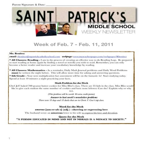 Middle school newsletter feb7 | PAGES