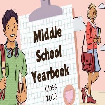 Middle School Yearbook Pink and Beige Illustrative Storybook ...