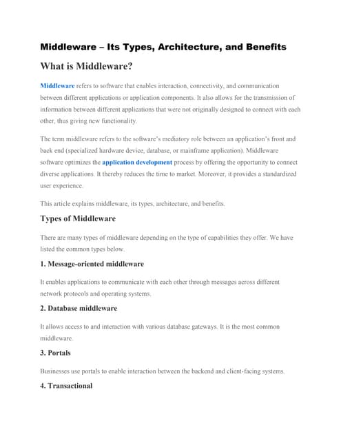 Middleware Its Types Architecture And Benefits Docx Cloud