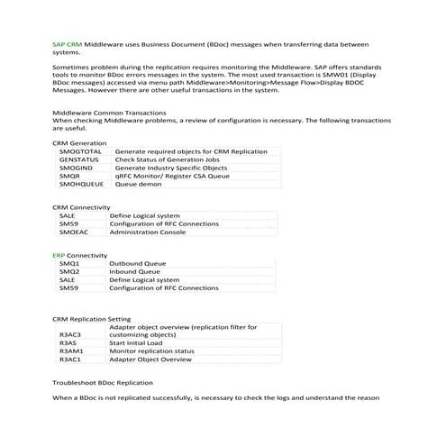 Middleware transaction codes | DOC