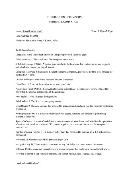 1.1.7 Block diagram and Working Principle of Computer | PPT