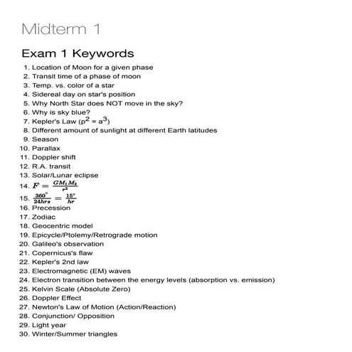 Midterm 1- Astronomy 110 A Beginners Guide | PDF