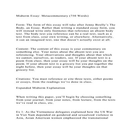 Midterm Essay Metacommentary (750 Words)Form The form of thi.docx
