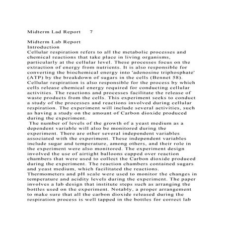 Midterm Lad Report 7Midterm Lab ReportIntroductionCell.docx | Chemistry | Science