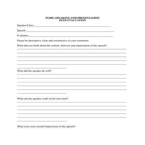 Midterm presentation peer evaluation | PDF