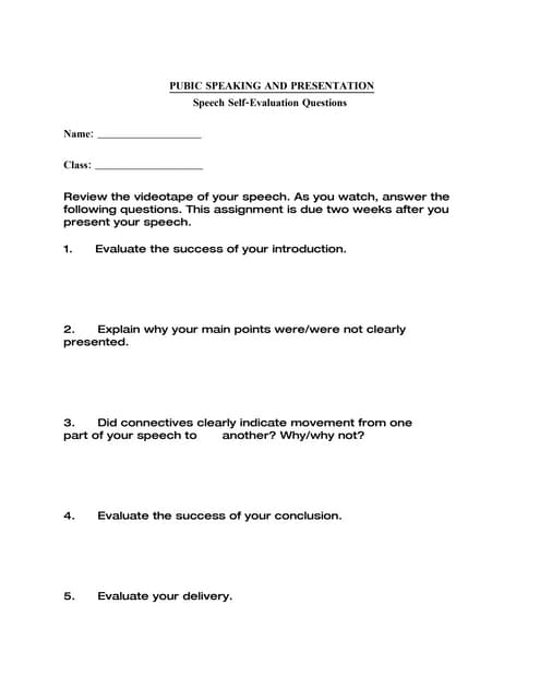 Midterm Presentation Self Peer Evaluation Pdf