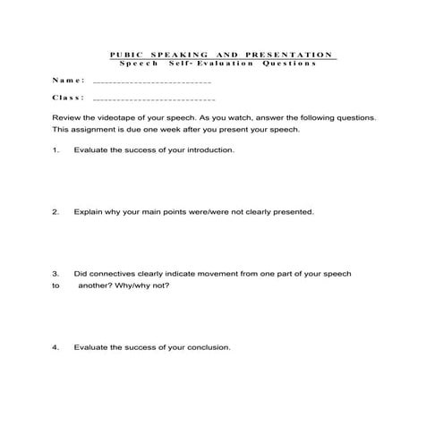 Midterm presentation self & peer evaluation | PDF