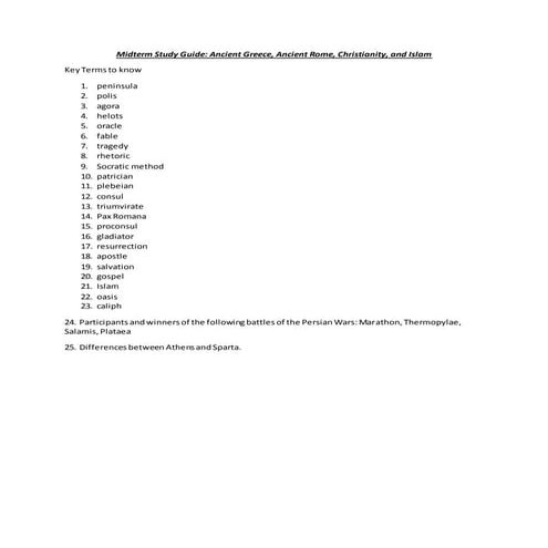 Midterm study guide 2016 | DOCX