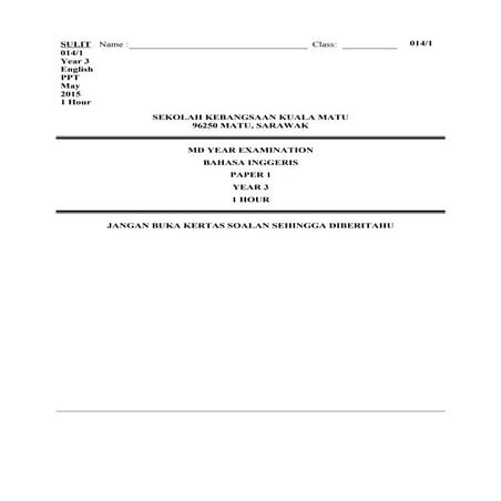 Mid year examination english year 3 | DOC