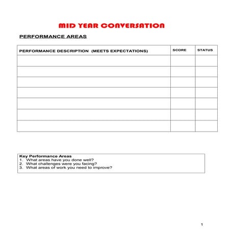 Conversation Guideline for Mid year performance review | DOC