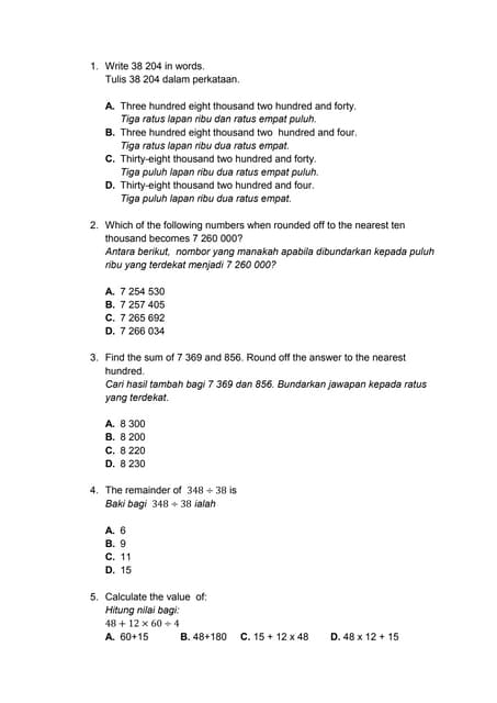 Final Revision Math Primary 2 (Part 1) | PDF