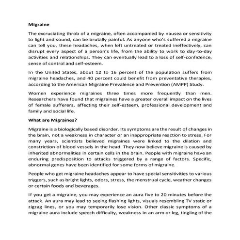 Migraine | PDF