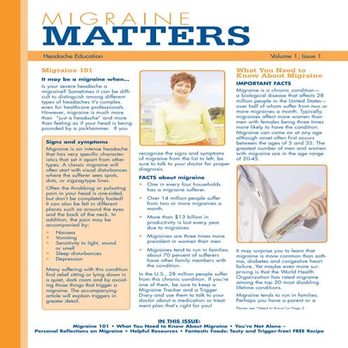 Migraine Matters 1 | PDF